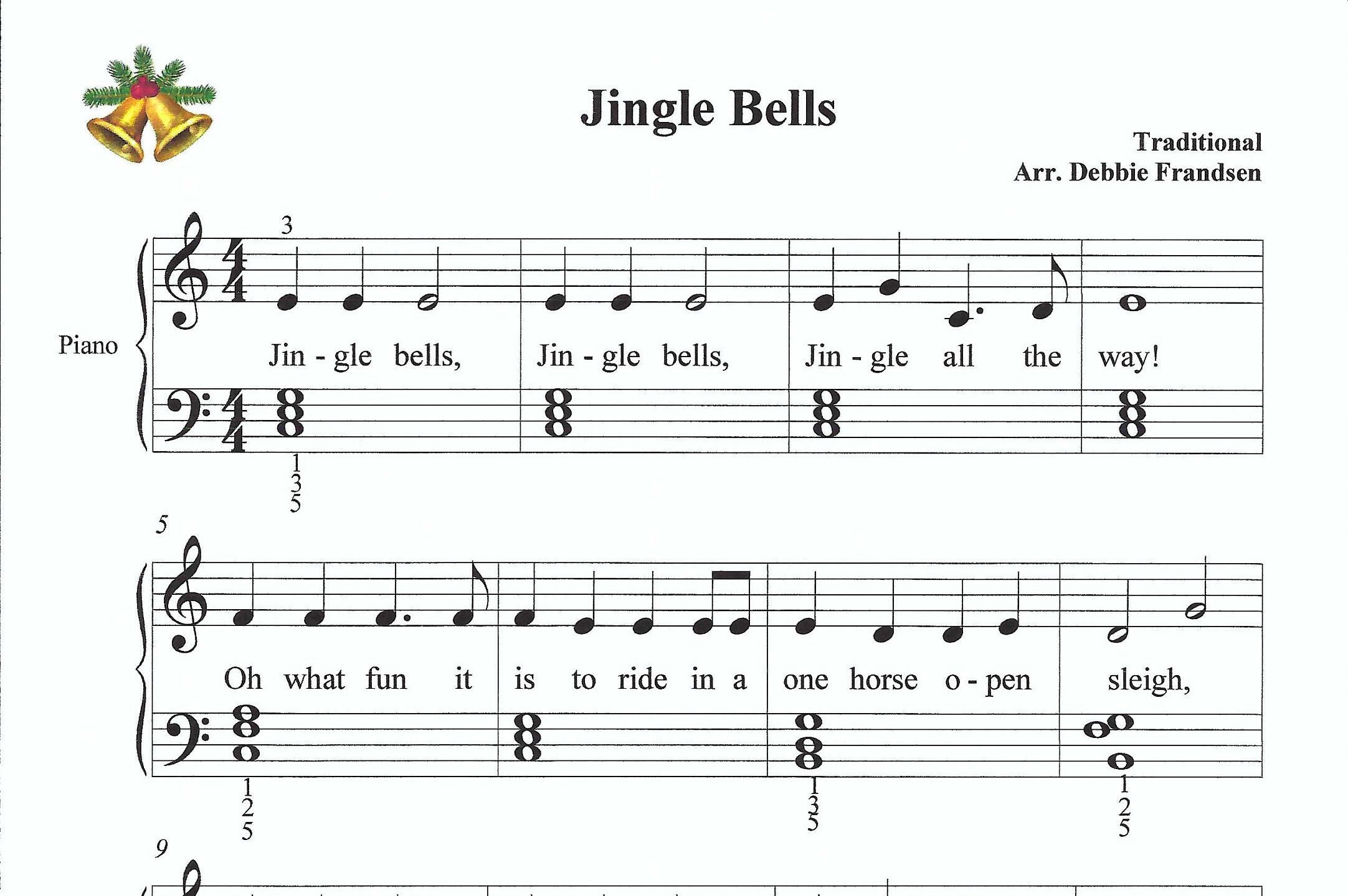 Jingle Bells Easy Piano, Beginner Christmas Piano, Jingle Bells Sheet ...