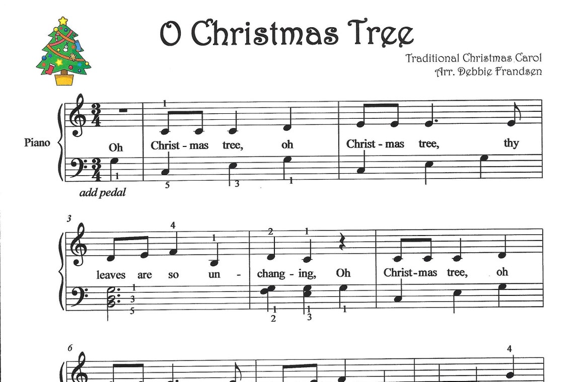 O Christmas Tree, Easy Piano Sheet Music, Beginner, Oh Christmas Tree ...