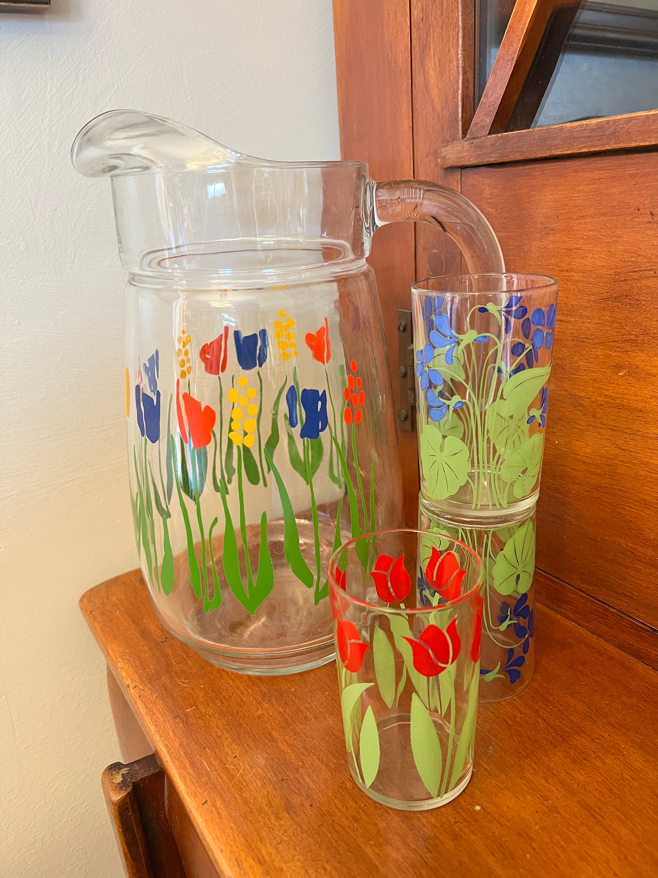 Vintage Glass D’arques-durand Luminarc Spring Garden Pitcher Tulips - Etsy