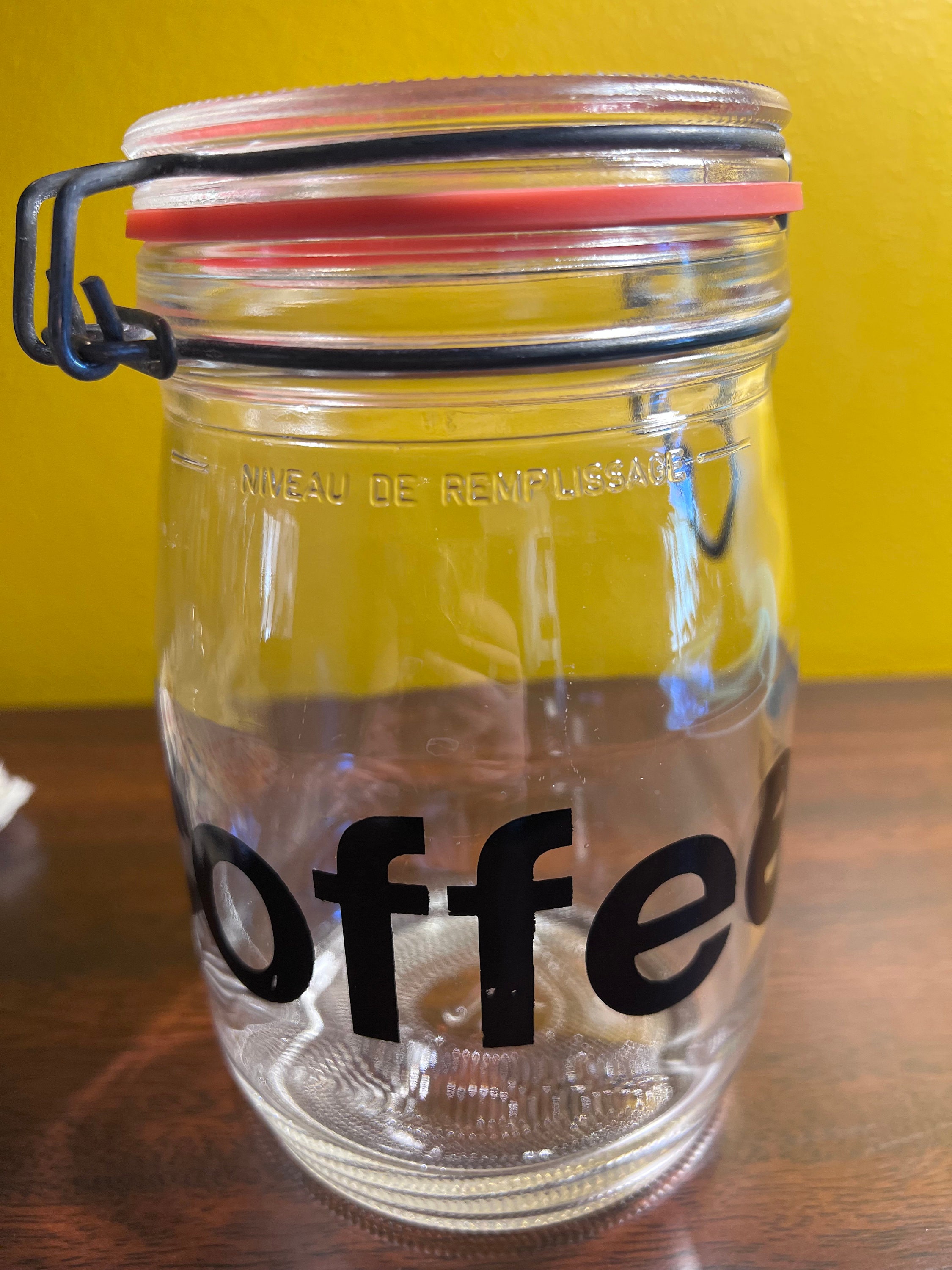 Vintage Glass Storage Jars Graphic Typography: Coffee, Crackers, Flour ...