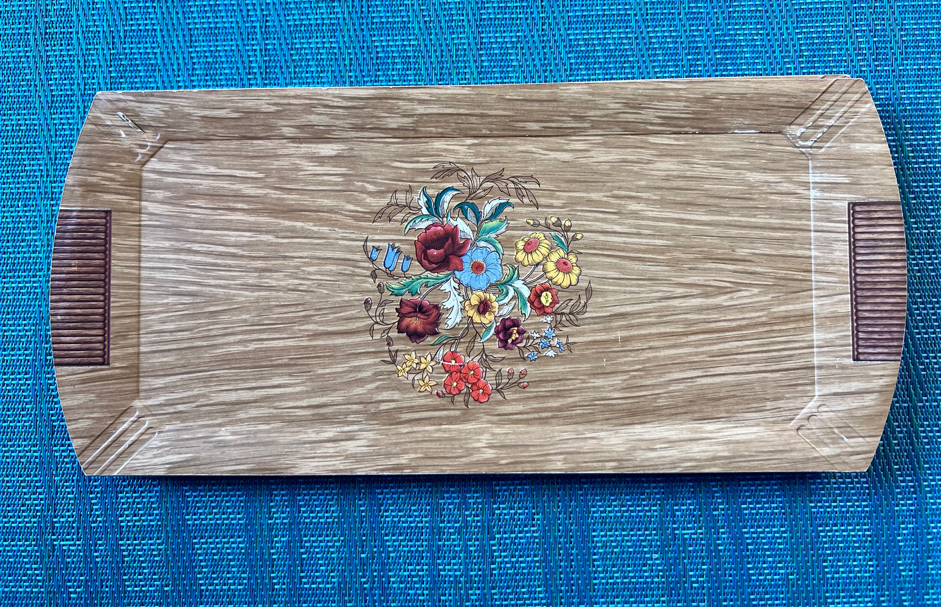 Vintage Hasko Trays-set 4- Floral Wood Covered With Lithographed Paper ...