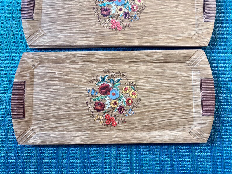 Vintage Hasko Trays-set 4- Floral Wood Covered With Lithographed Paper ...