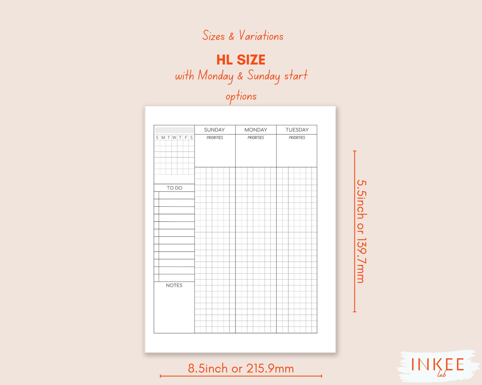 Minimalist Undated Weekly Planner Two Page Weekly Planner Printable ...