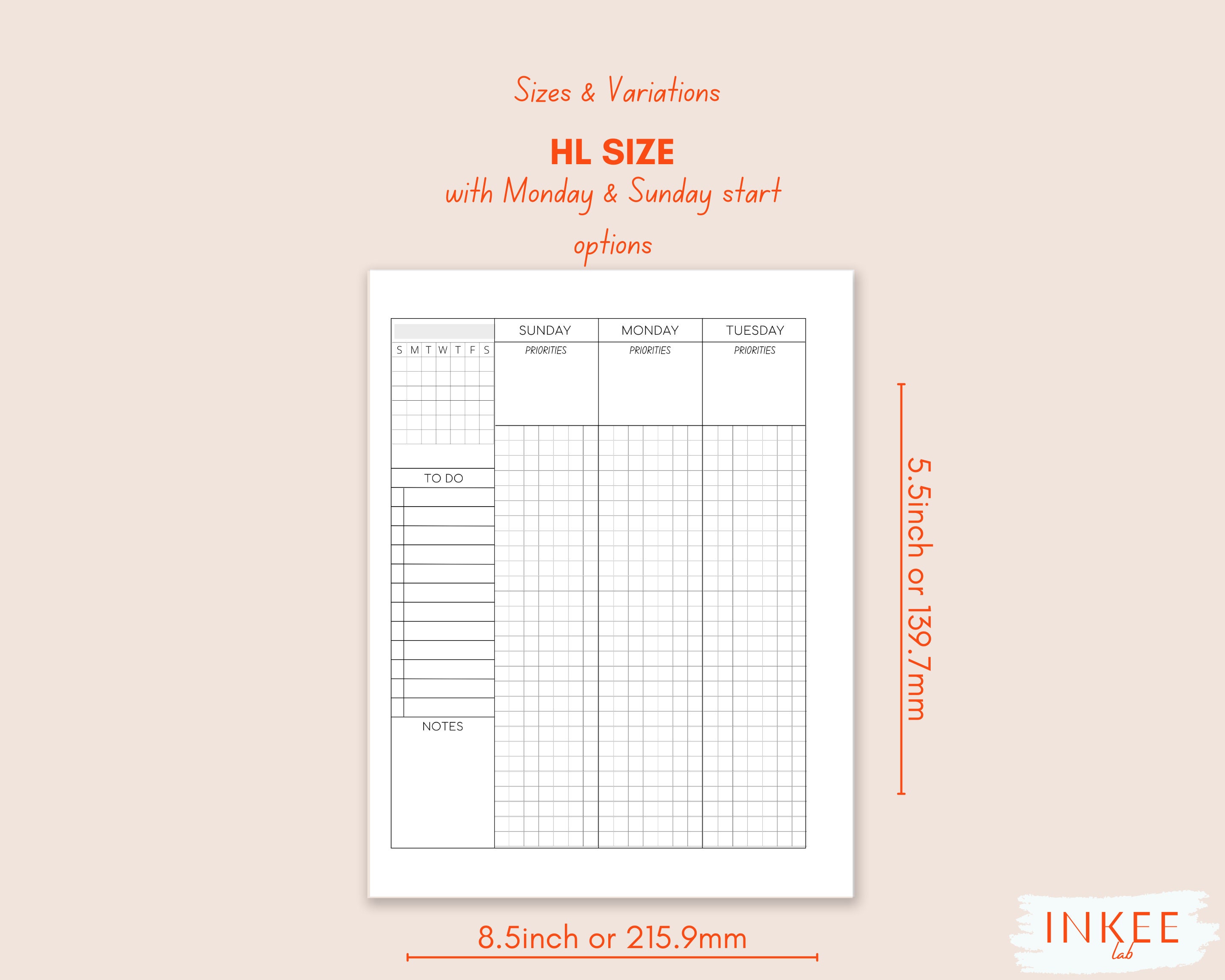 Minimalist Undated Weekly Planner Two Page Weekly Planner Printable ...
