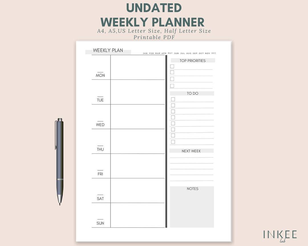 Vertical Weekly Schedule Planner Weekly Schedule Planner Printable PDF ...