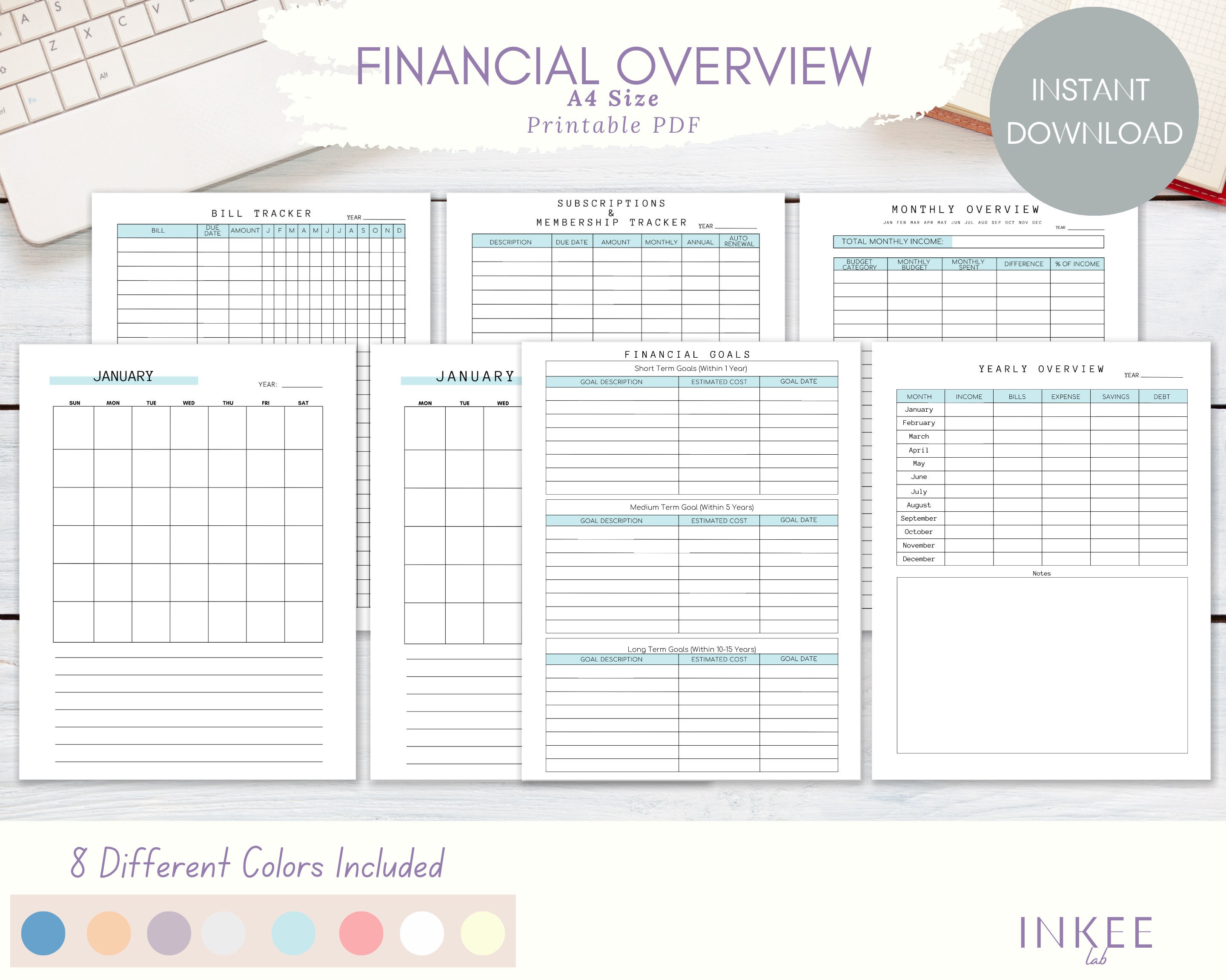 Financial Overview Monthly Budget Budget Template Financial Planner ...