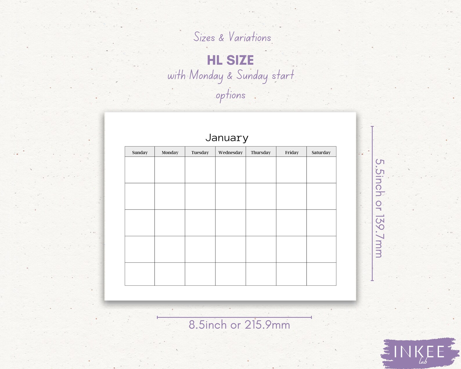 Yearly Blank Calendar Half Letter Monthly Planner Instant Download - Etsy
