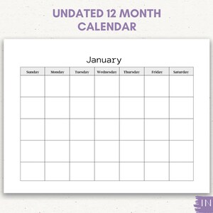Yearly Blank Calendar Half Letter Monthly Planner Instant Download - Etsy