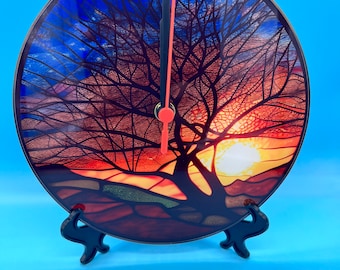 Glass Clock With Stand Sunrise - Etsy