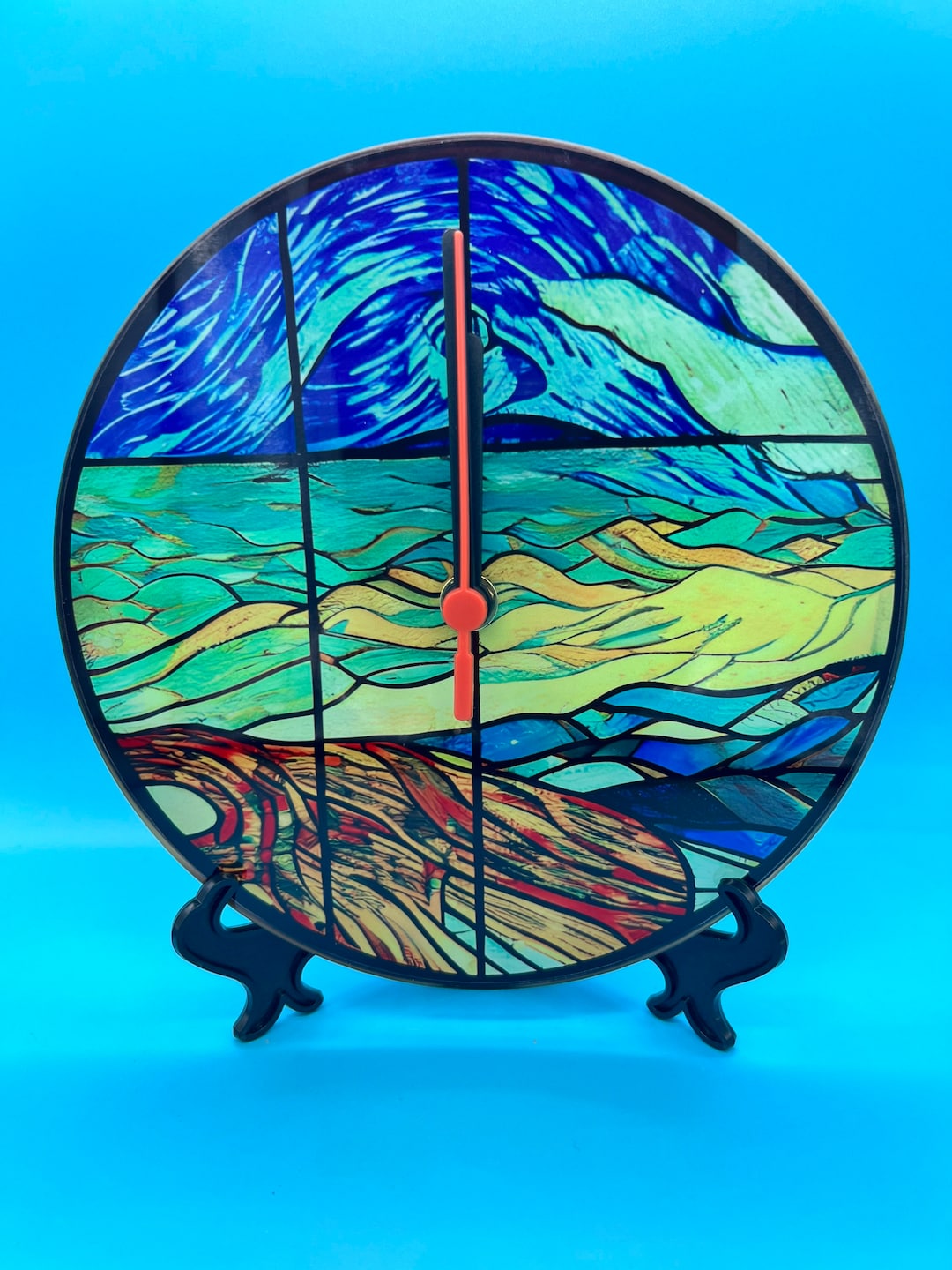 Glass Clock With Stand - Vincent Van Gogh Style - Etsy