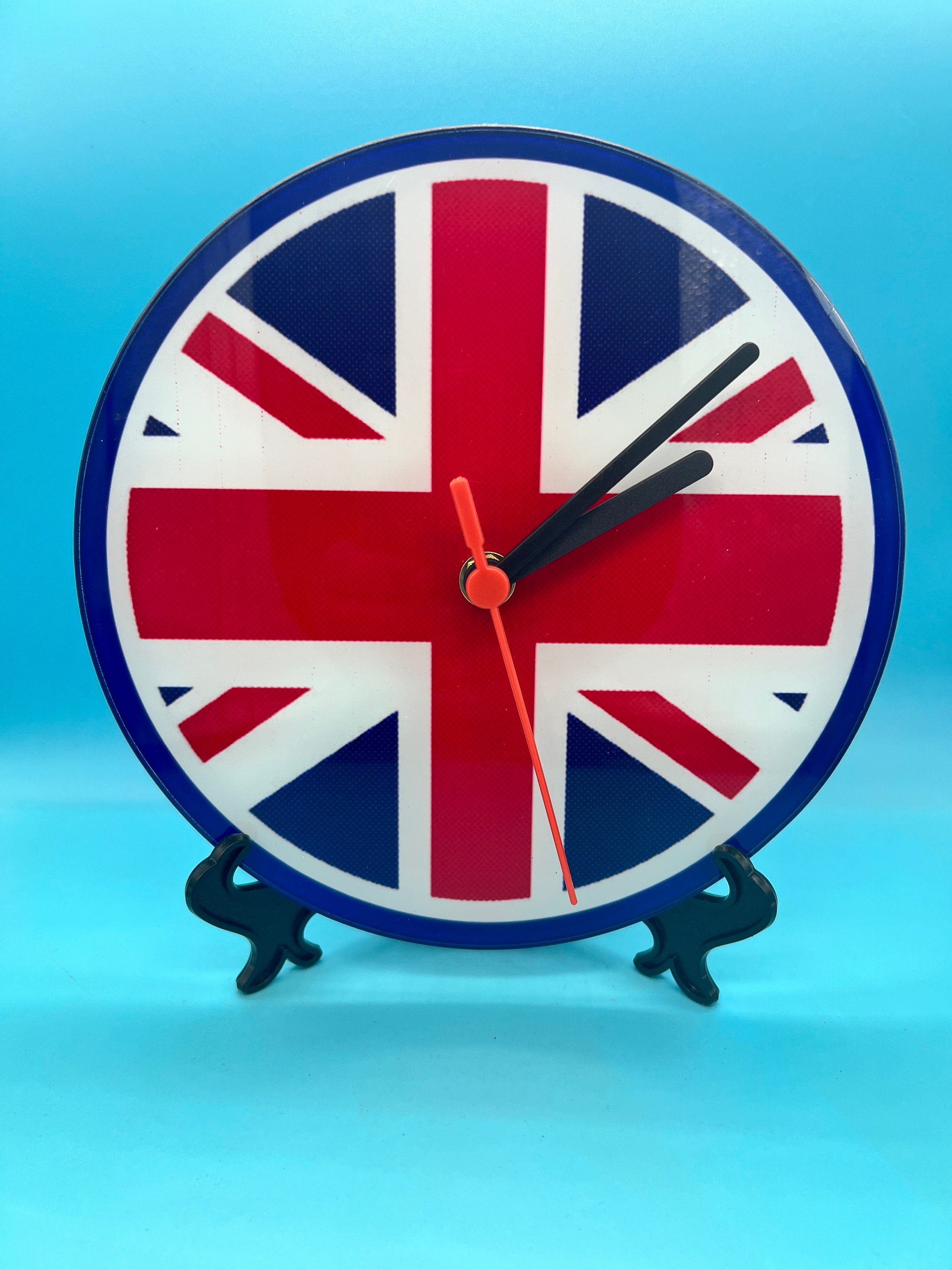 Glass Clock With Stand - Union Jack - Etsy