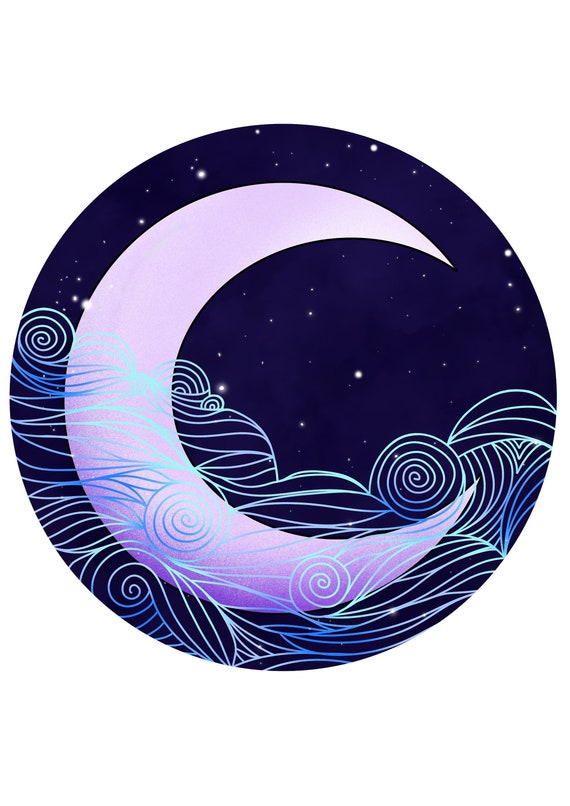 Psychedelic Moon Drawing