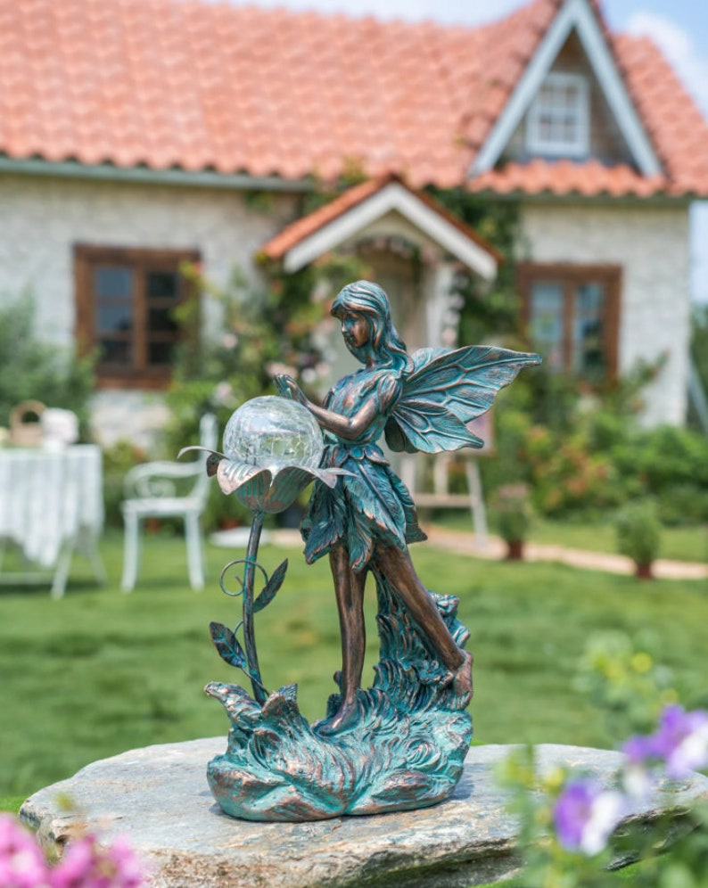 Garden Fairy Outdoor Statue Solar Garden Sculptures & Statues - Etsy