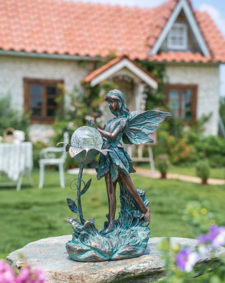 Garden Fairy Outdoor Statue Solar Garden Sculptures & Statues - Etsy