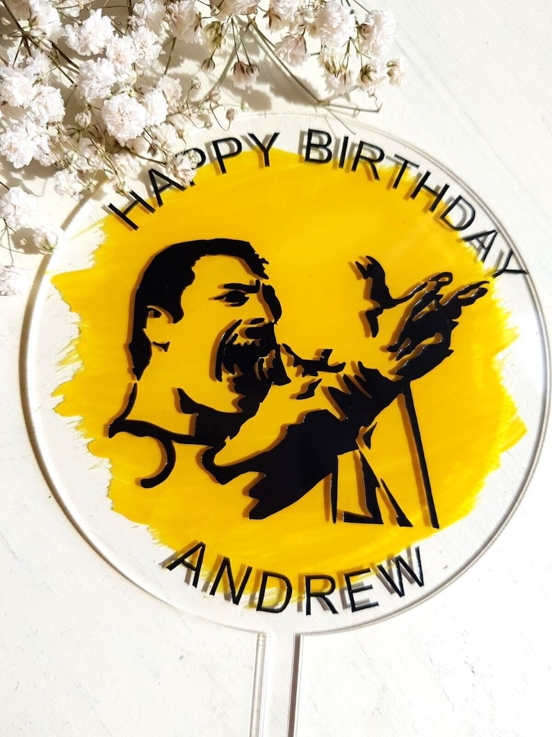 Personalised Acrylic Cake Topper - Freddie Mercury / Queen - Etsy