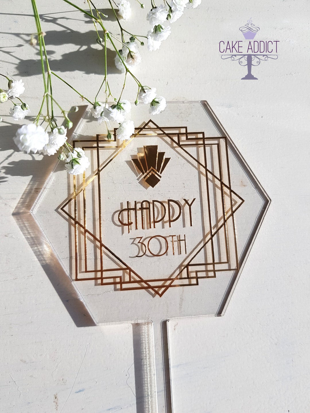 Personalized Art Deco Acrylic Cake Topper – Elegant Gatsby Design - Etsy