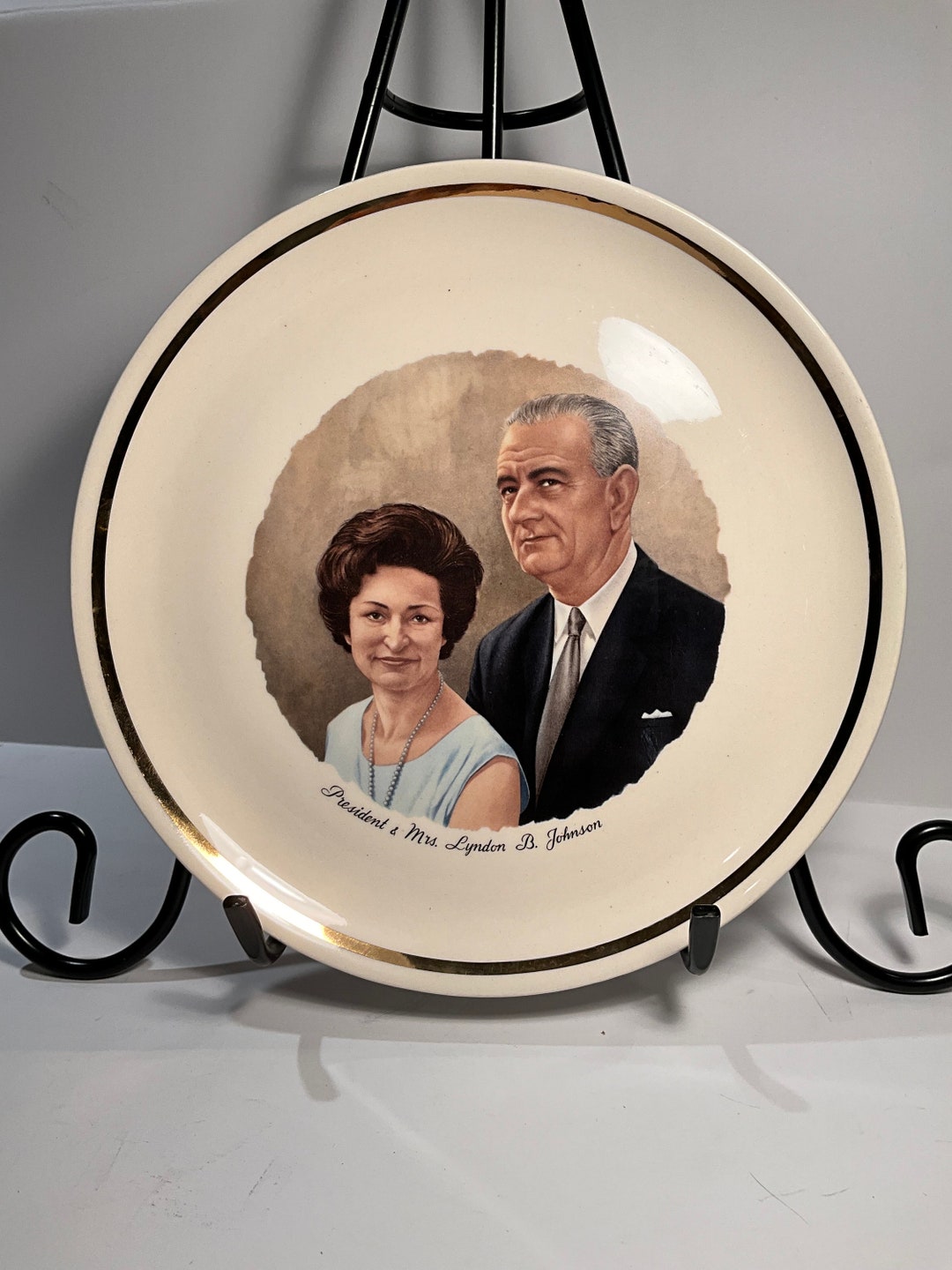 Presidential JOHNSON Collectible PLATE 9 1/8” - Etsy