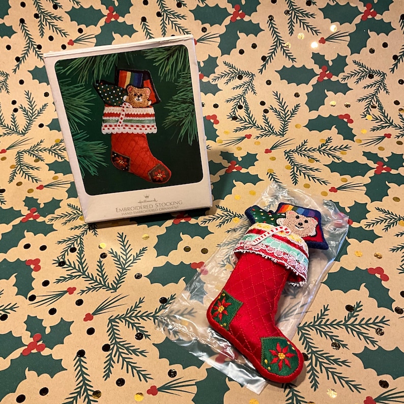 1983 Embroidered Stocking Hallmark Keepsake Ornament - Etsy