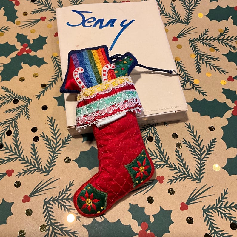 1983 Embroidered Stocking Hallmark Keepsake Ornament - Etsy