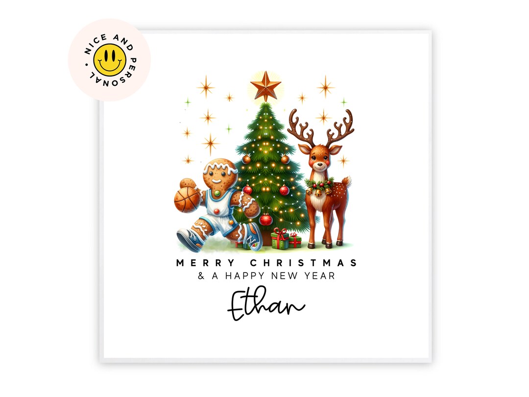 Basketball Gingerbread Man Card Personalised Gingerbread Christmas Card ...