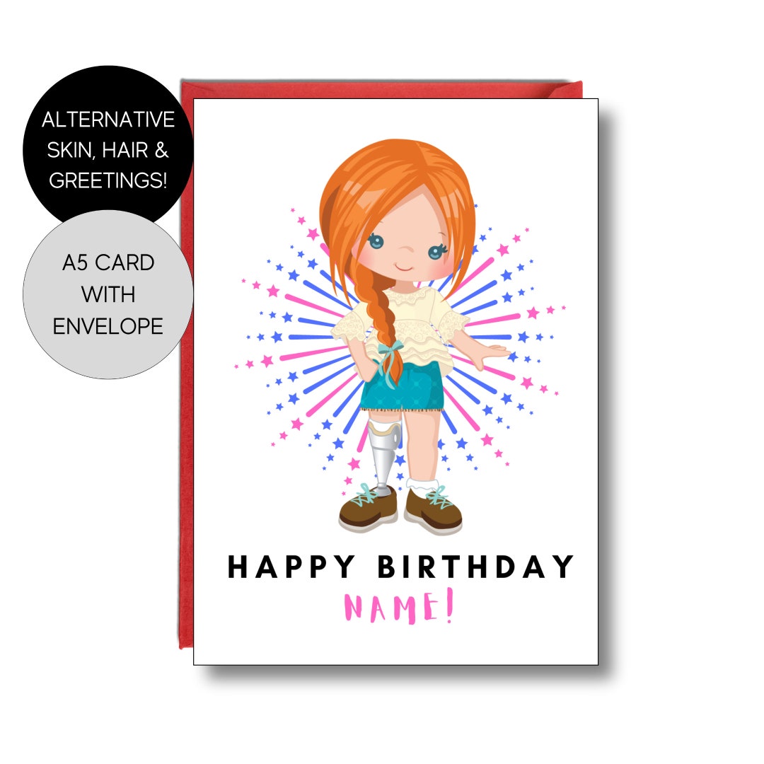 Girl With A Prosthetic Leg Card Congratulations Good Luck - Etsy