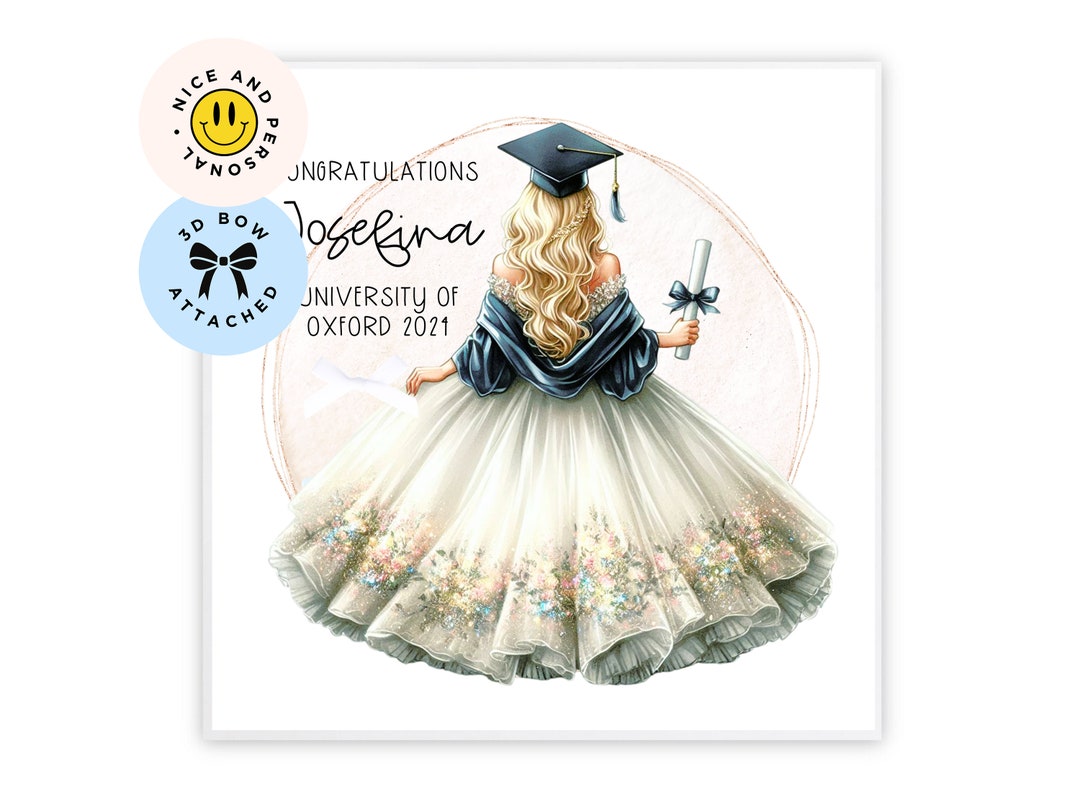 Personalised Princess Graduation Card With Bow Pretty Graduation Card ...