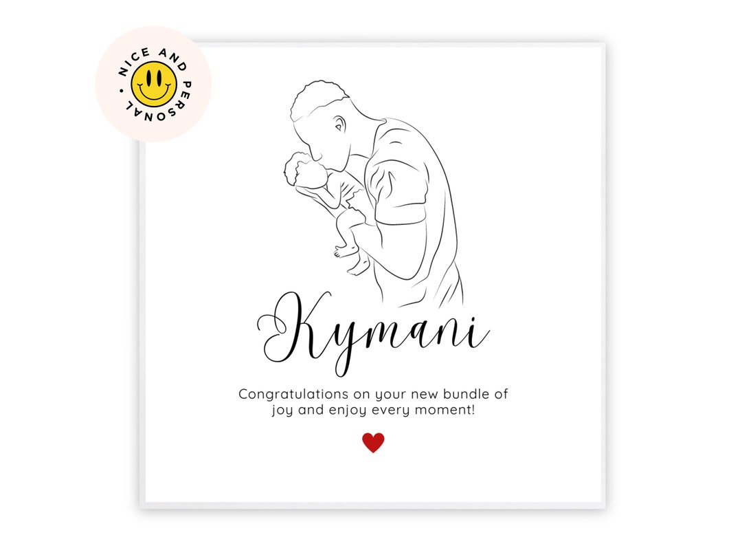 Personalised New Baby Card Line Art Card Newborn Baby Baby Boy Baby ...