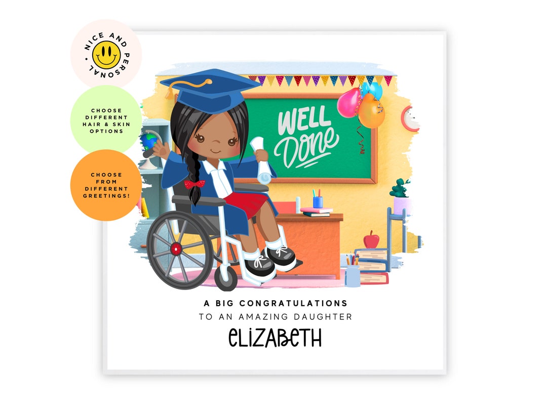 Graduation Girl in A Wheelchair Card Graduation Card Congratulations ...