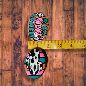 Kick Rocks Cowboy Painted Rock Art, Set of 2, Cow Print Catcus Rock ...