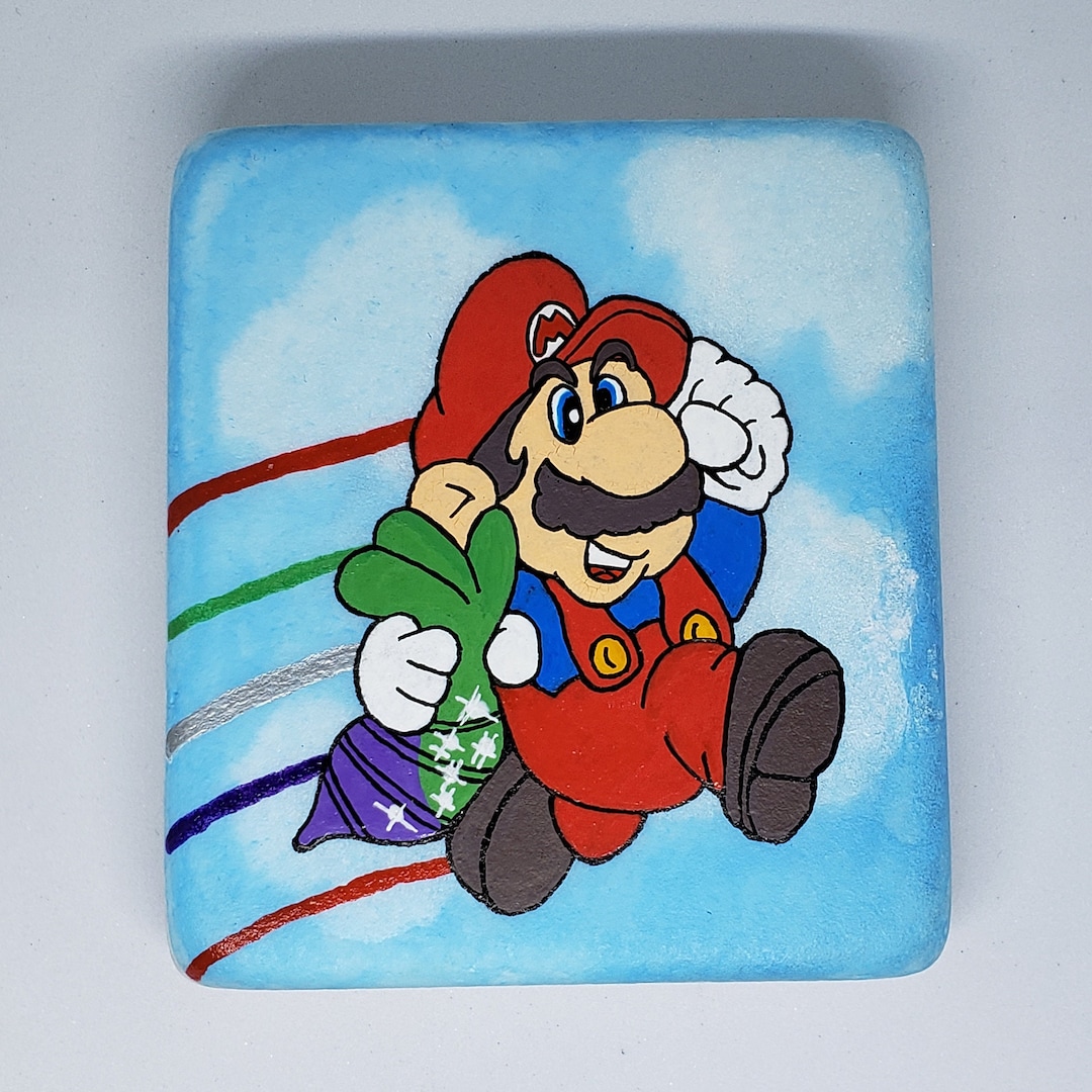 Mario Painted Rock - Etsy