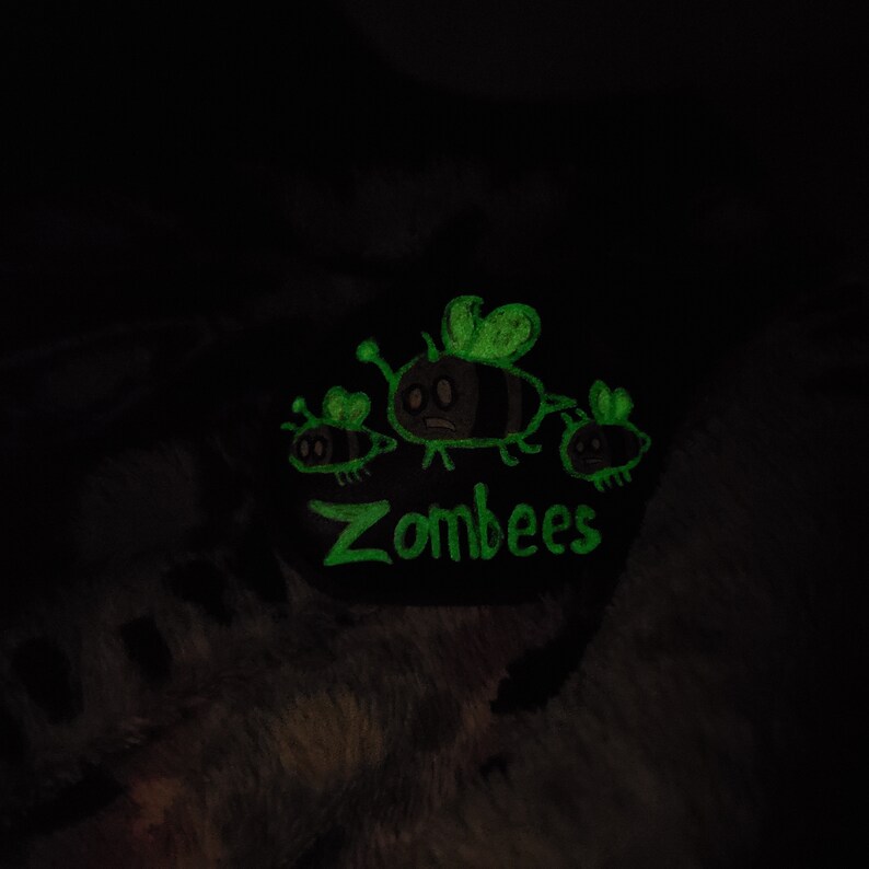 Zombie Bees Halloween Painted Rock Stone Painting Glow in - Etsy