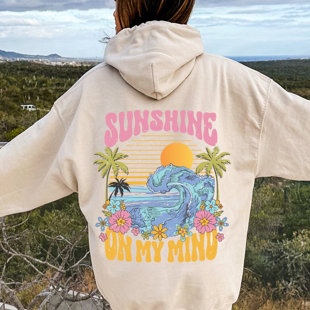 Beach Hoodie, Sunshine on My Mind Hoodie, Sunset Hoodie, Oversize ...