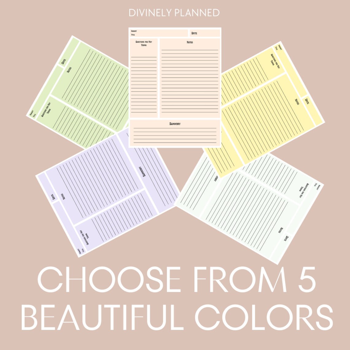 Printable School Note Template Letter Sized Template Multi-colored ...