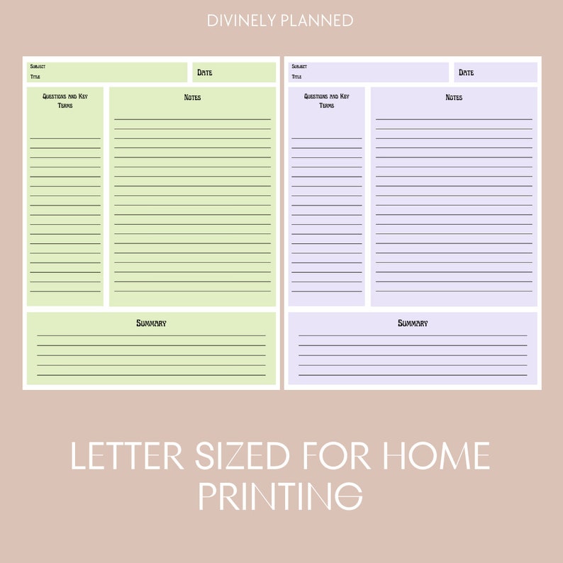 Printable School Note Template Letter Sized Template Multi-colored ...