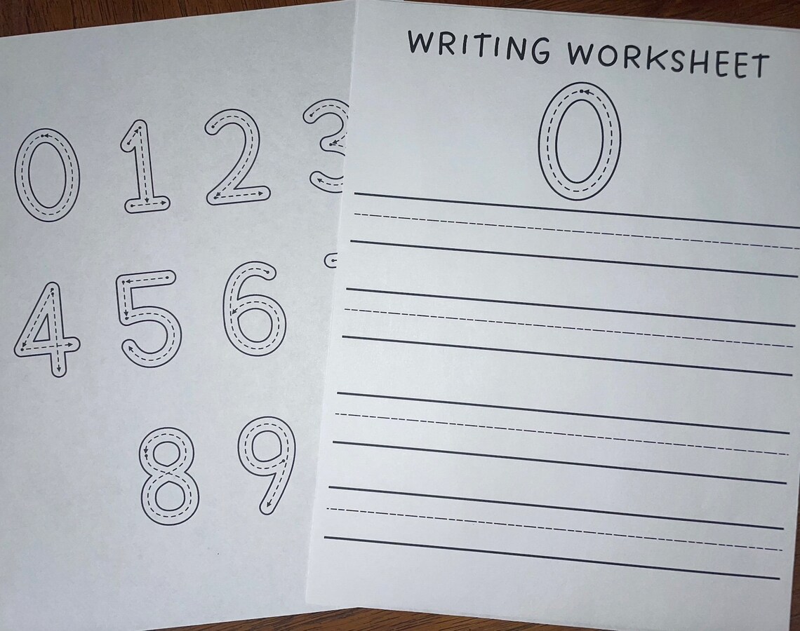 Number Writing Worksheet 0-9 | Etsy