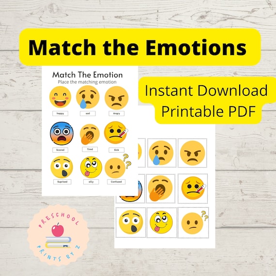 Match the Emotions/ Feelings Activity Worksheet Toddler | Etsy