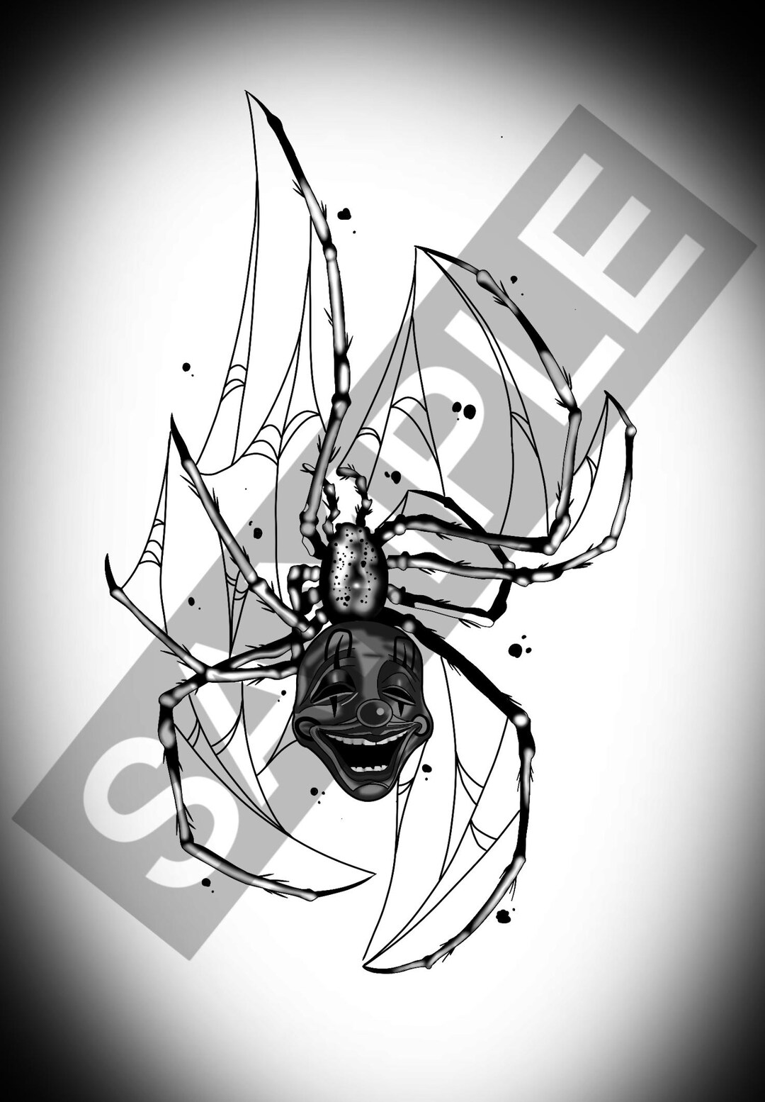Spider Clown Tattoo Stencil - Etsy