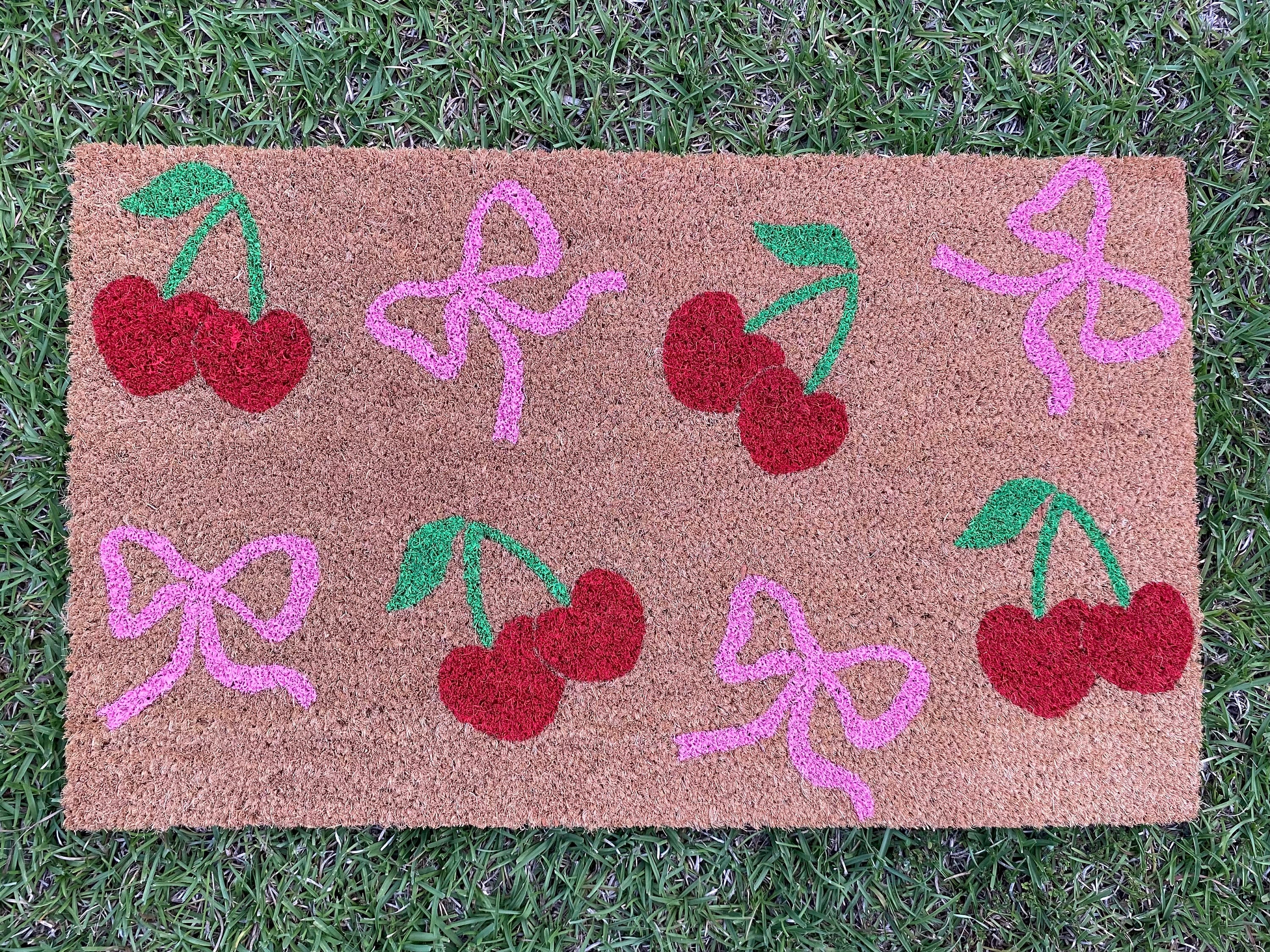 Cherry & Bow Doormat, Summer Doormat, Coquette Decor, Spring Porch ...