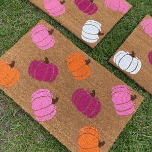 Pink Pumpkins Doormat, Fall Doormat, Halloween Doormat, Thanksgiving ...