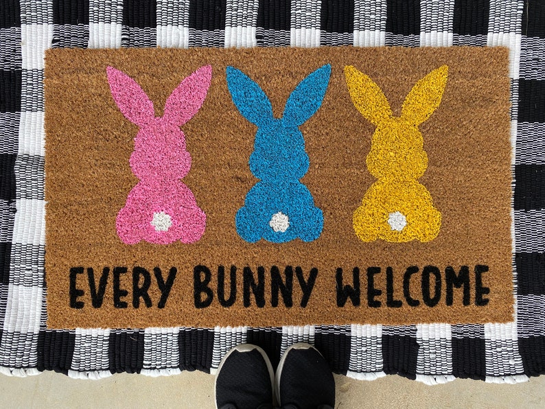 Every Bunny Welcome Doormat, Spring Decor, Easter Doormat, Welcome Mat ...