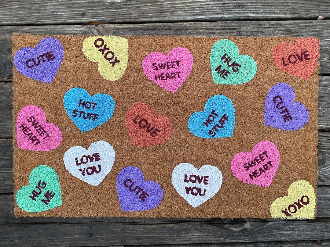 Conversation Heart Doormat, Valentine's Day Doormat, Valentine's Day ...