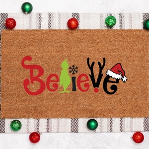 Believe Christmas Doormat, Holiday Decor, Christmas Doormat, Christmas ...