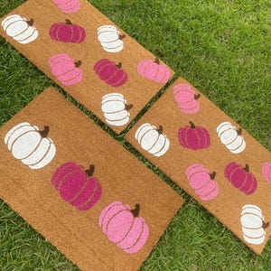 Pink Pumpkins Doormat, Fall Doormat, Halloween Doormat, Thanksgiving ...