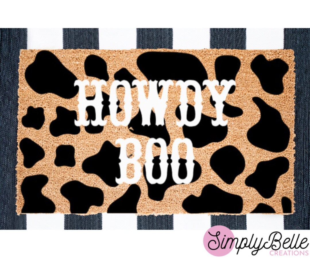 Cow Print Howdy Boo Doormat, Western Doormat, Cow Print, Western ...