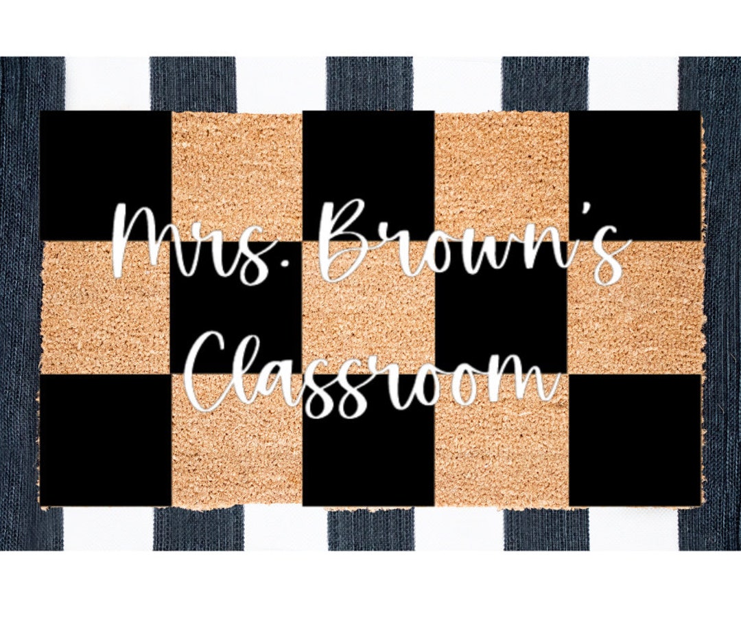 Checkered Classroom Doormat, Teacher Name Doormat, Retro Classroom ...