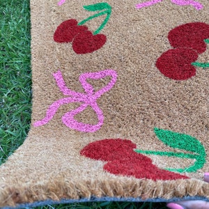 Cherry & Bow Doormat, Summer Doormat, Coquette Decor, Spring Porch ...