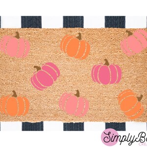 Pink Pumpkins Doormat, Fall Doormat, Halloween Doormat, Thanksgiving ...