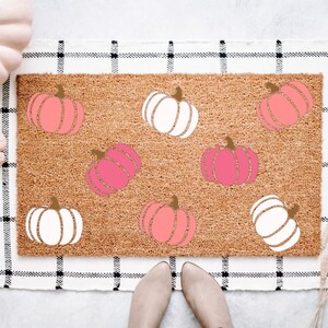 Pink Pumpkins Doormat, Fall Doormat, Halloween Doormat, Thanksgiving ...