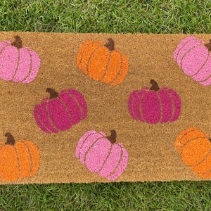 Pink Pumpkins Doormat, Fall Doormat, Halloween Doormat, Thanksgiving ...