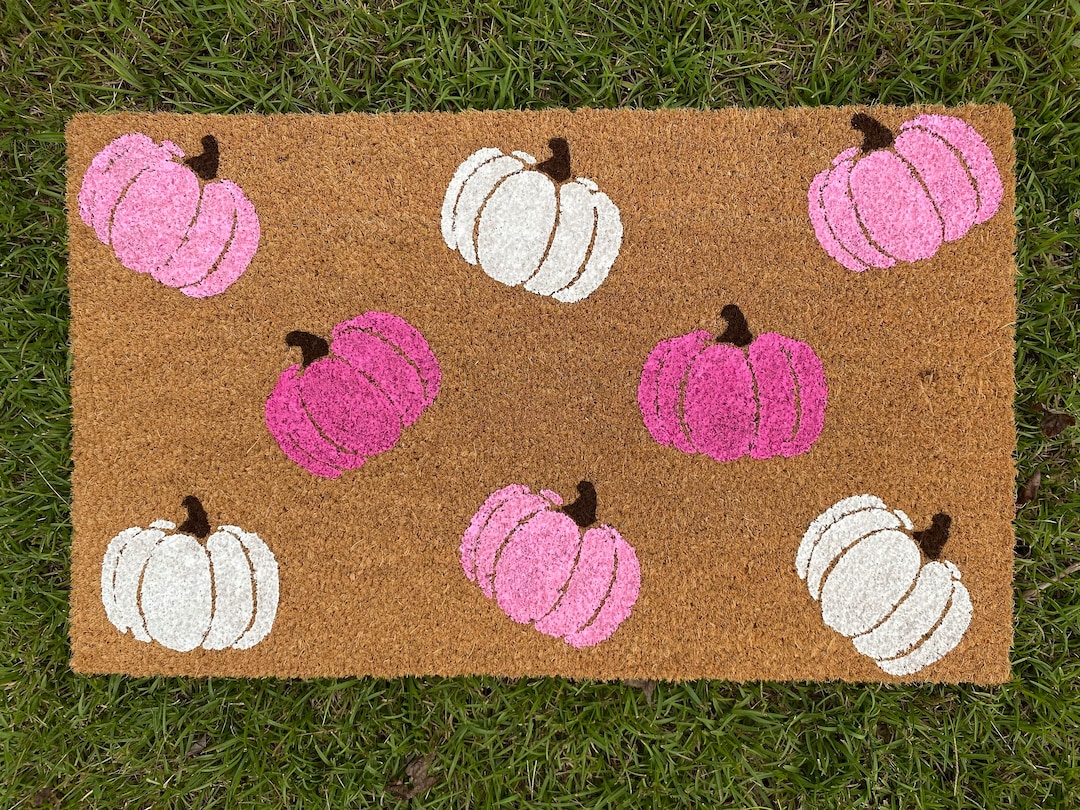 Pink Pumpkins Doormat, Fall Doormat, Halloween Doormat, Thanksgiving ...
